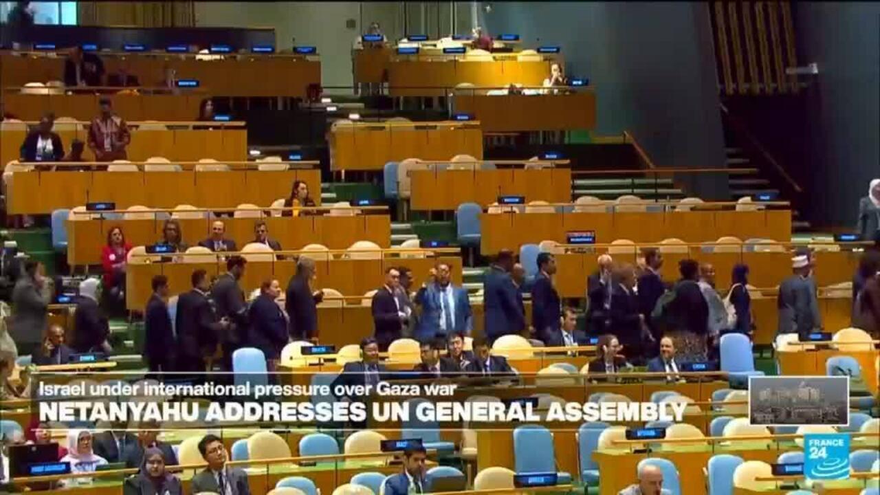 Delegates walk out as Netanyahu prepares to address UN General Assembly ...