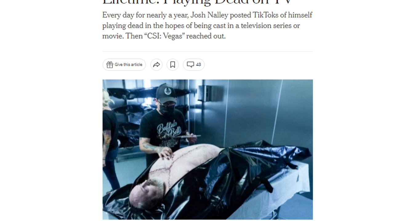 Viral TikToker lands 'dead guy' role on US crime show after year of ...