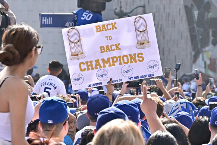 Blue heaven: huge crowds salute Los Angeles Dodgers in victory parade