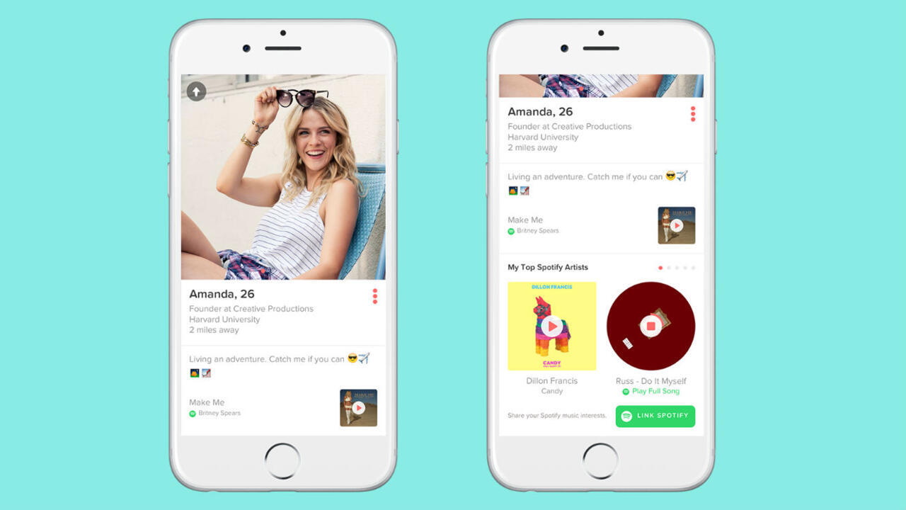 Tinder s'associe avec Spotify pour qu'on puisse afficher notre chanson ...