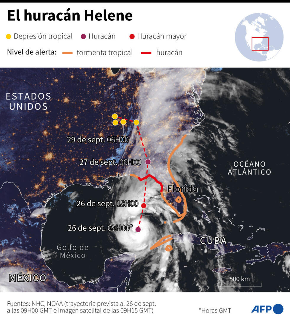 El peligroso huracán Helene alcanza la categoría 4 en su avance hacia ...
