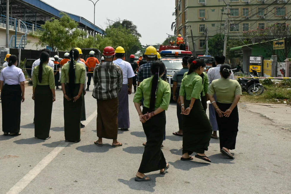 Sirens wail and families cry at Myanmar disaster site