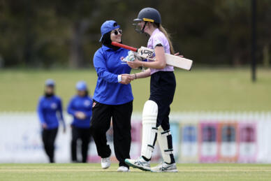 Afghan women cricketers reunite in first game after fleeing Taliban