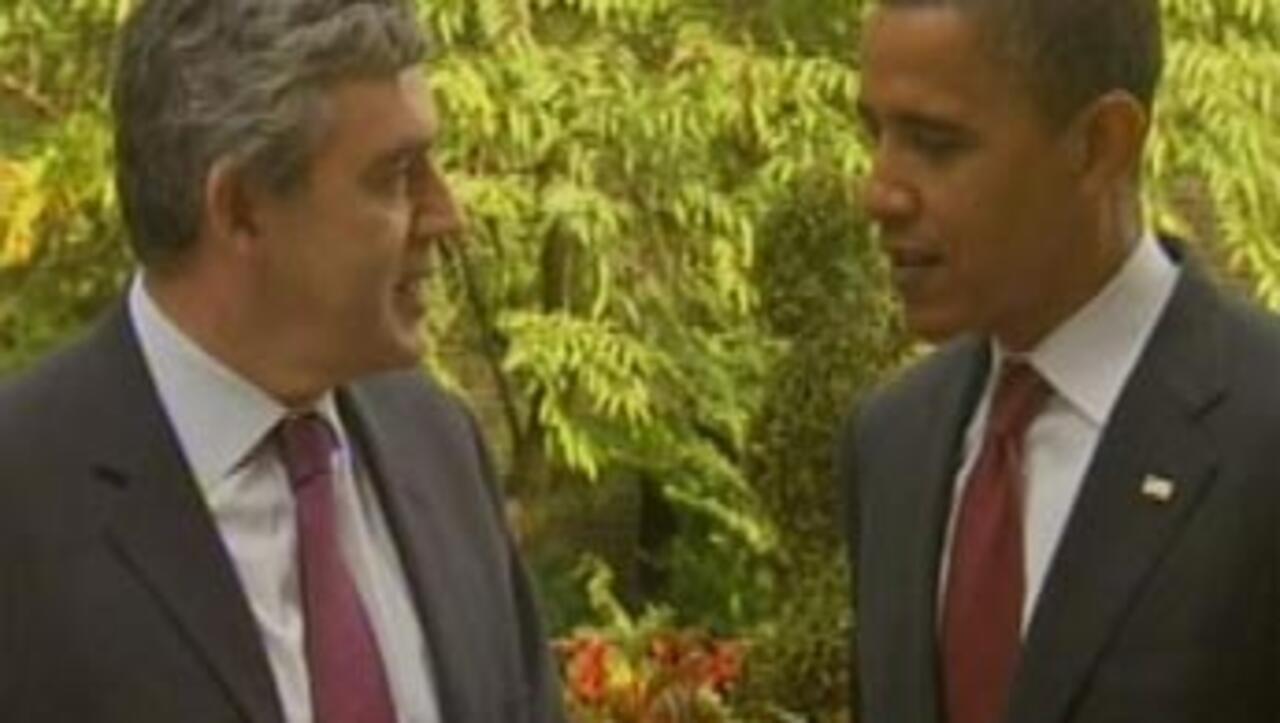 Obama meets with Brown at Downing St.