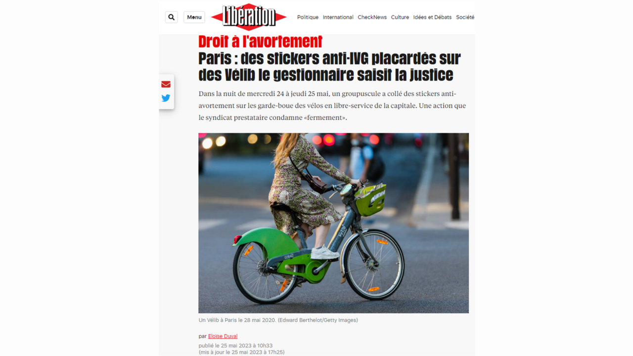 Anti-abortion stickers on Paris rental bikes spark outrage - Press Review