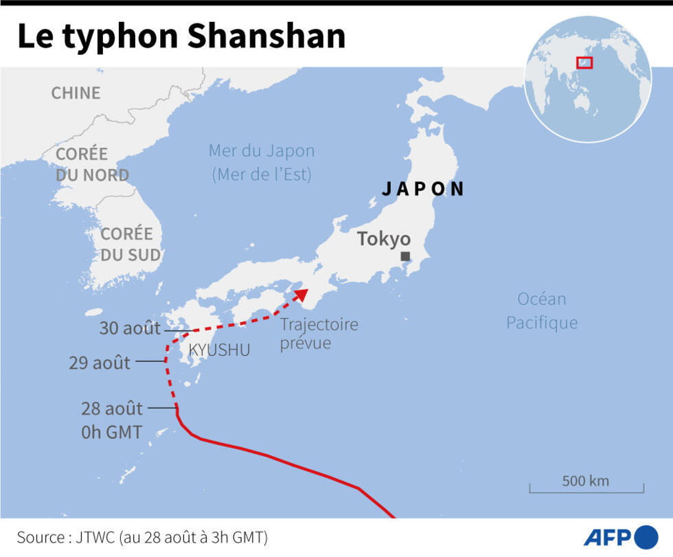 Japon : le très puissant typhon Shanshan frappe l'île de Kyushu