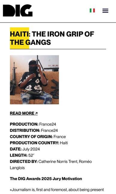 FRANCE 24 wins DIG Award for 'Haiti: The Iron Grip of the Gangs ...