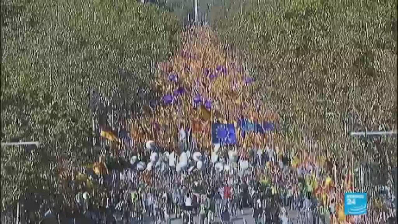 Hundreds of thousands march for Spanish unity in Barcelona - France 24