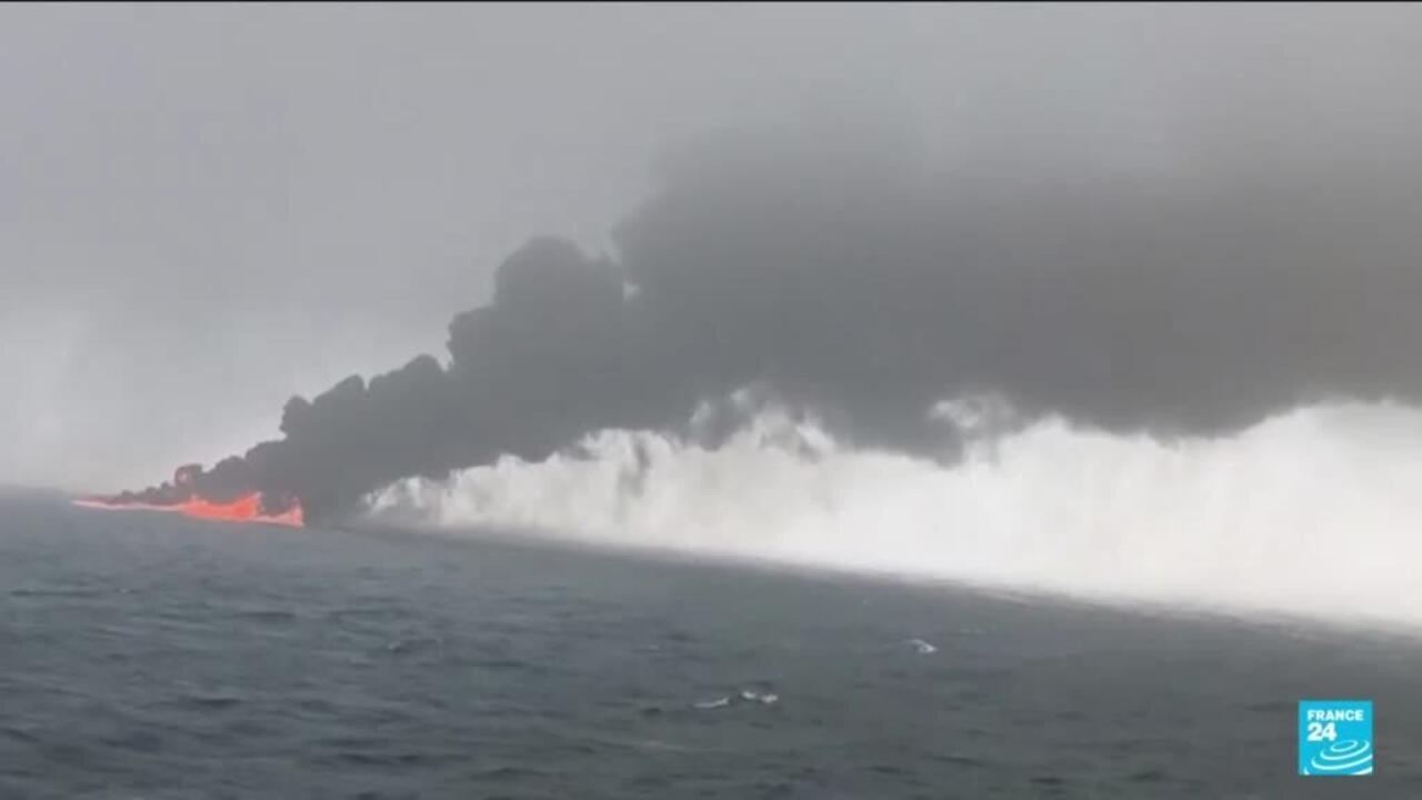 Tanker hired by US military ablaze off UK after being hit by container ...