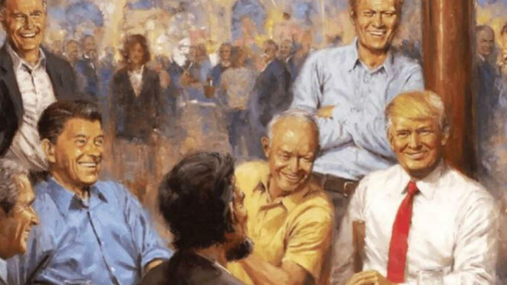 Trump hangs fantasy painting with other GOP presidents at White House
