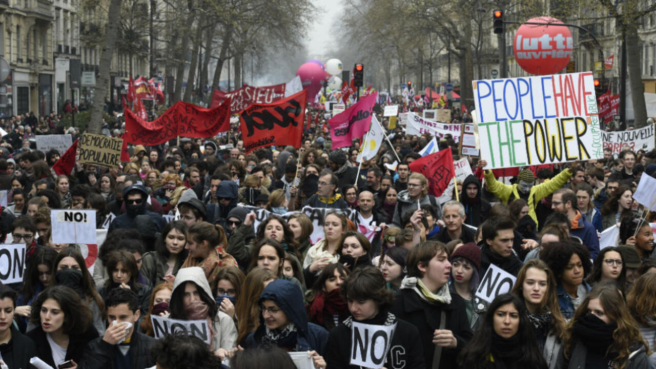 Thousands gather to protest against French labour reform