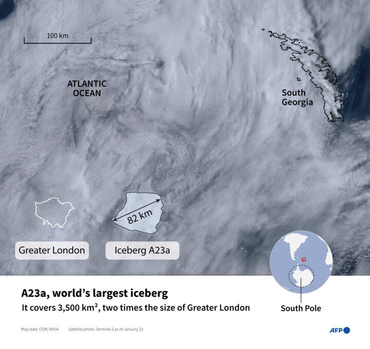 Mega-iceberg drifts towards Antarctic penguin island