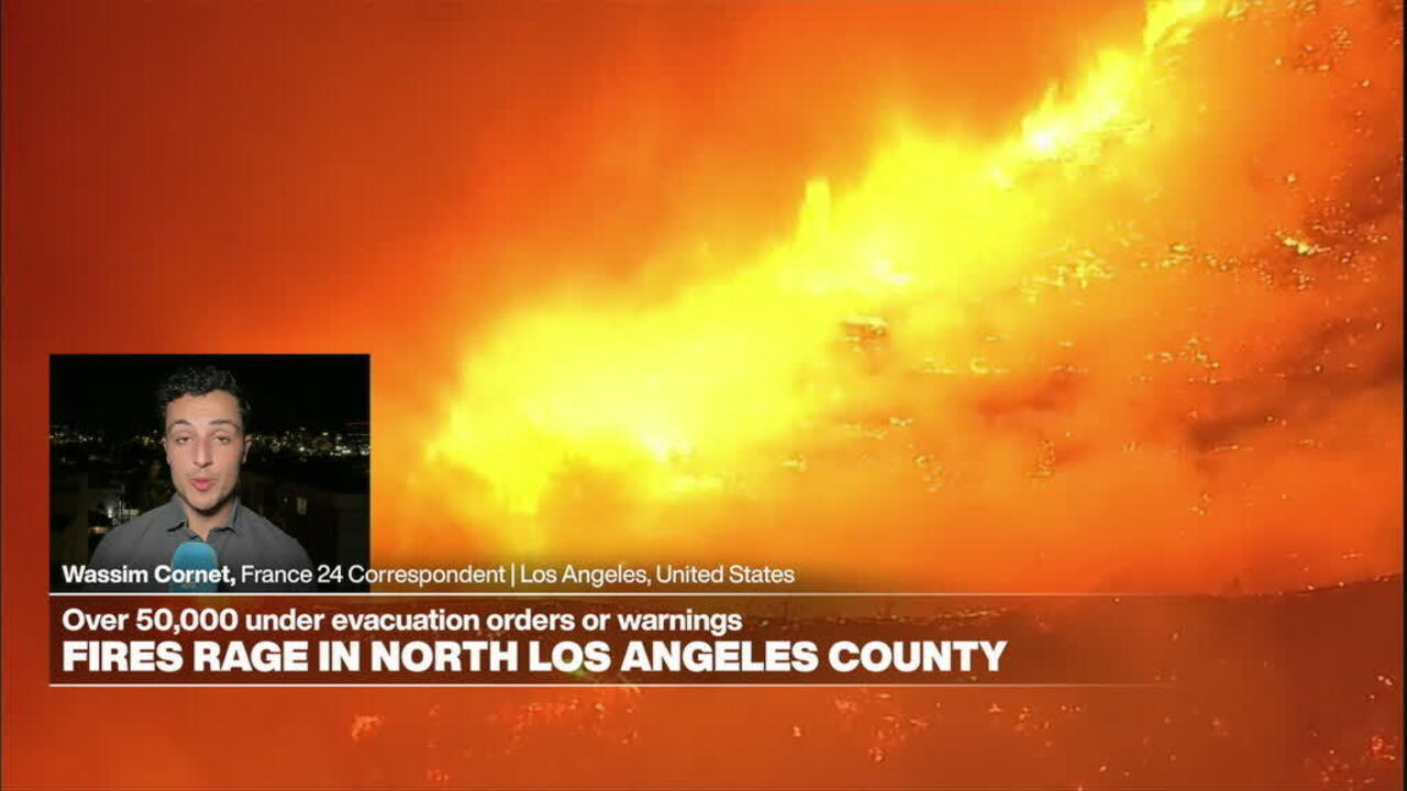 New wildfire erupts near Los Angeles, prompting mass evacuations