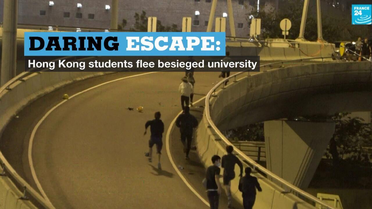 Daring escape: Hong Kong students flee besieged university