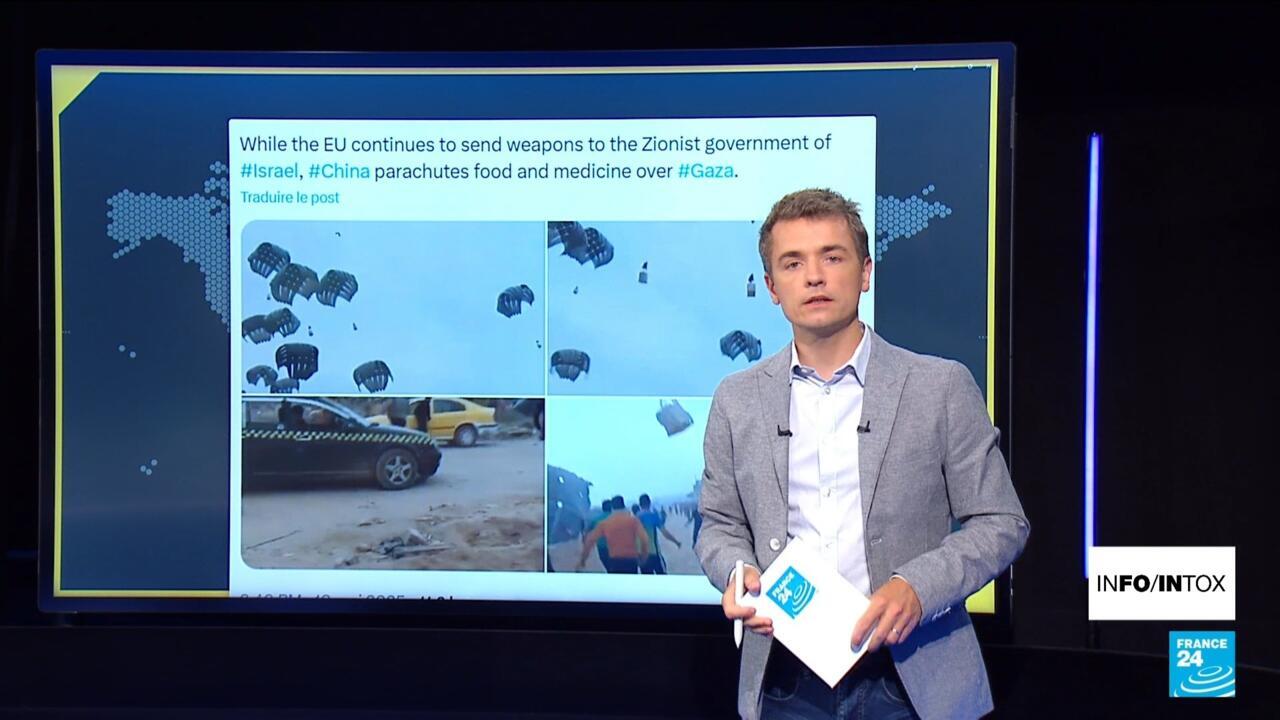 De l'aide humanitaire chinoise récemment larguée sur la bande de Gaza ...