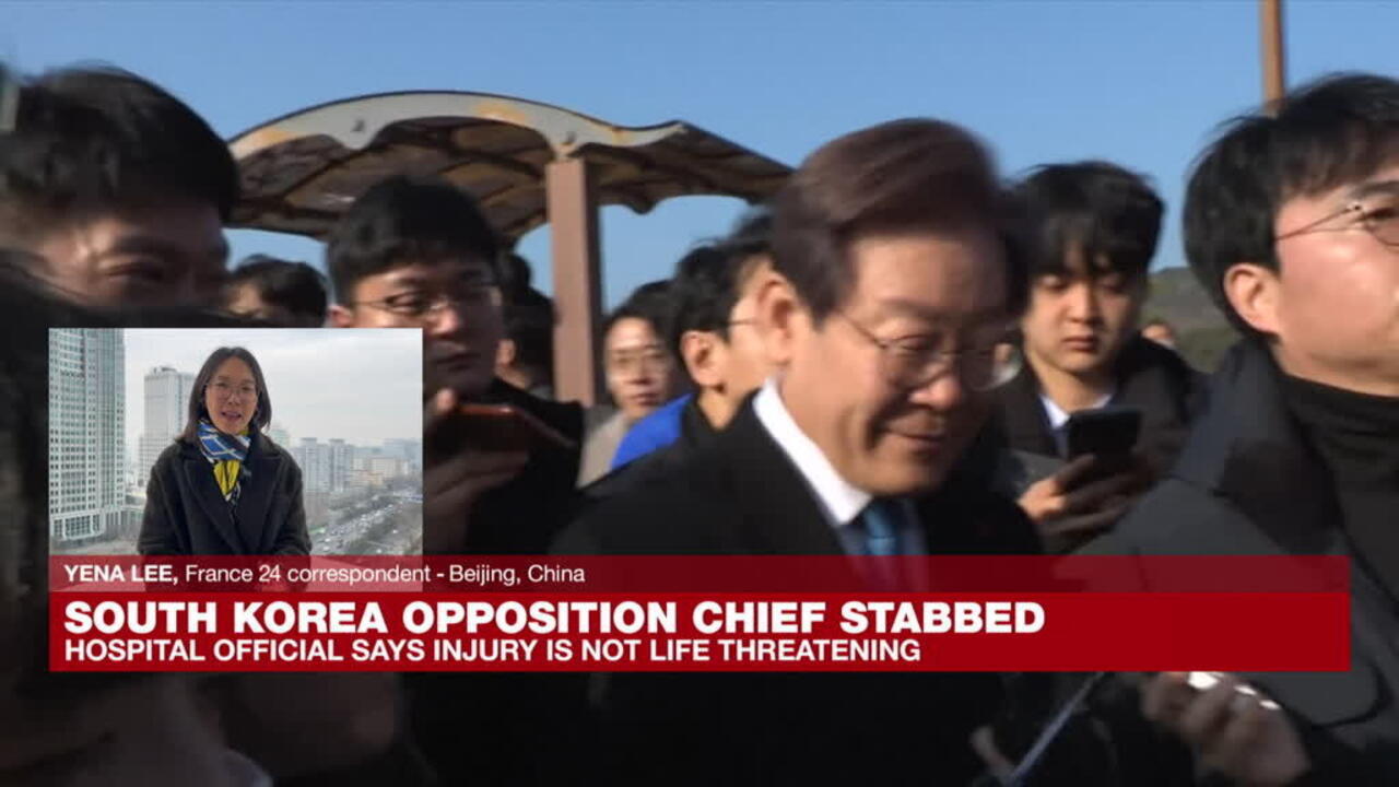South Korean opposition leader in intensive care after being stabbed in the neck