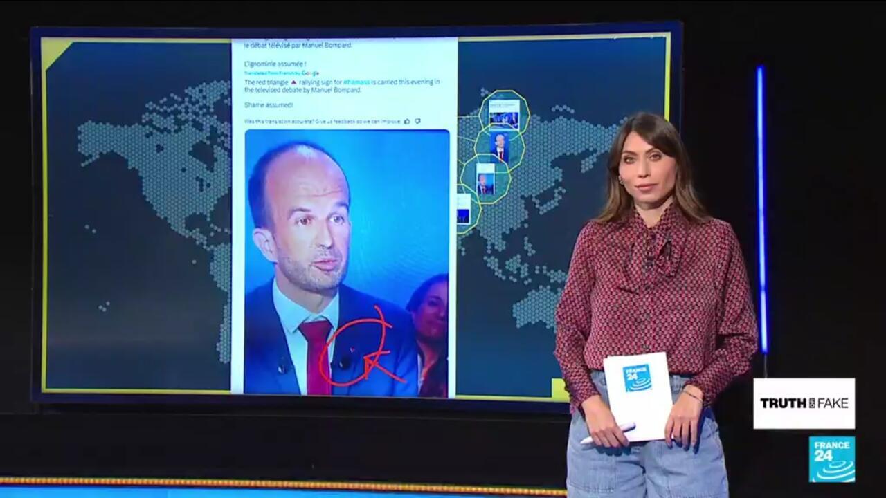 Did French hard-left leader wear a Hamas symbol during TV debate ...