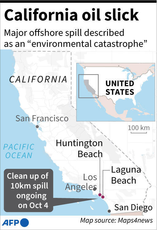 California rushes to contain oil spill as wildlife, beaches hit - France 24