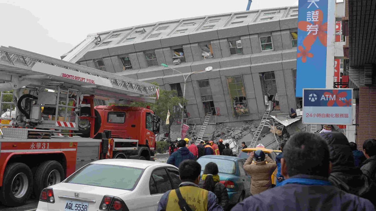 Residential complex collapses after deadly quake hits Taiwan