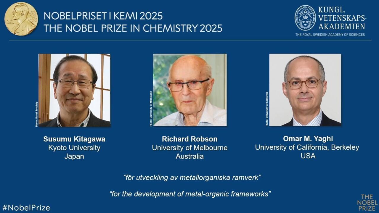 Le prix Nobel de chimie décerné à Susumu Kitagawa, Richard Robson et Omar M. Yaghi