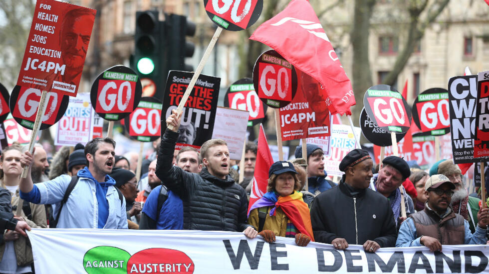 Anti-austerity protestors in London demand UK PM 'resign'