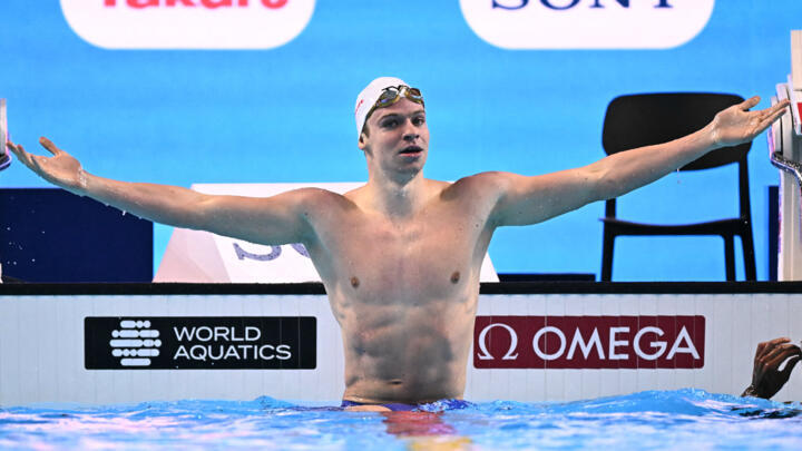 French swimming superstar Léon Marchand claims sixth world title in ...