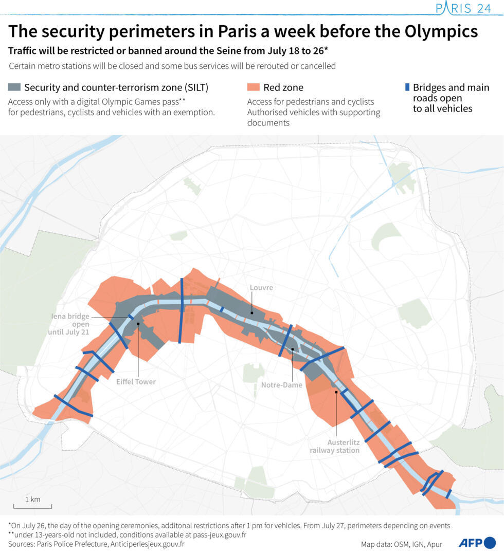 French police start locking down parts of central Paris ahead of Olympics