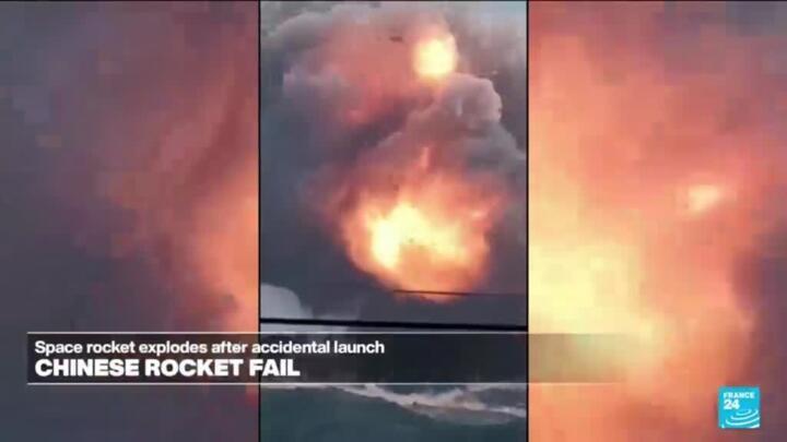 Video captures moment Chinese space rocket crashes after accidental ...