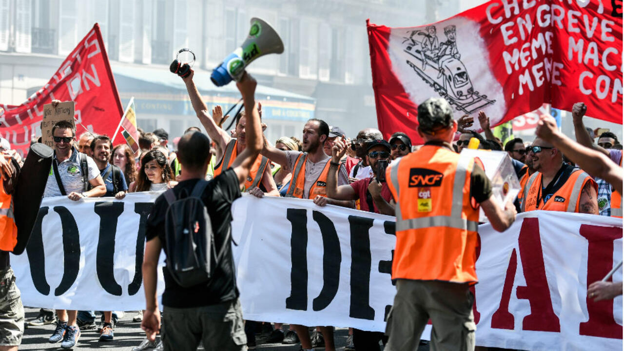 Thousands protest in France against Macron’s social reforms