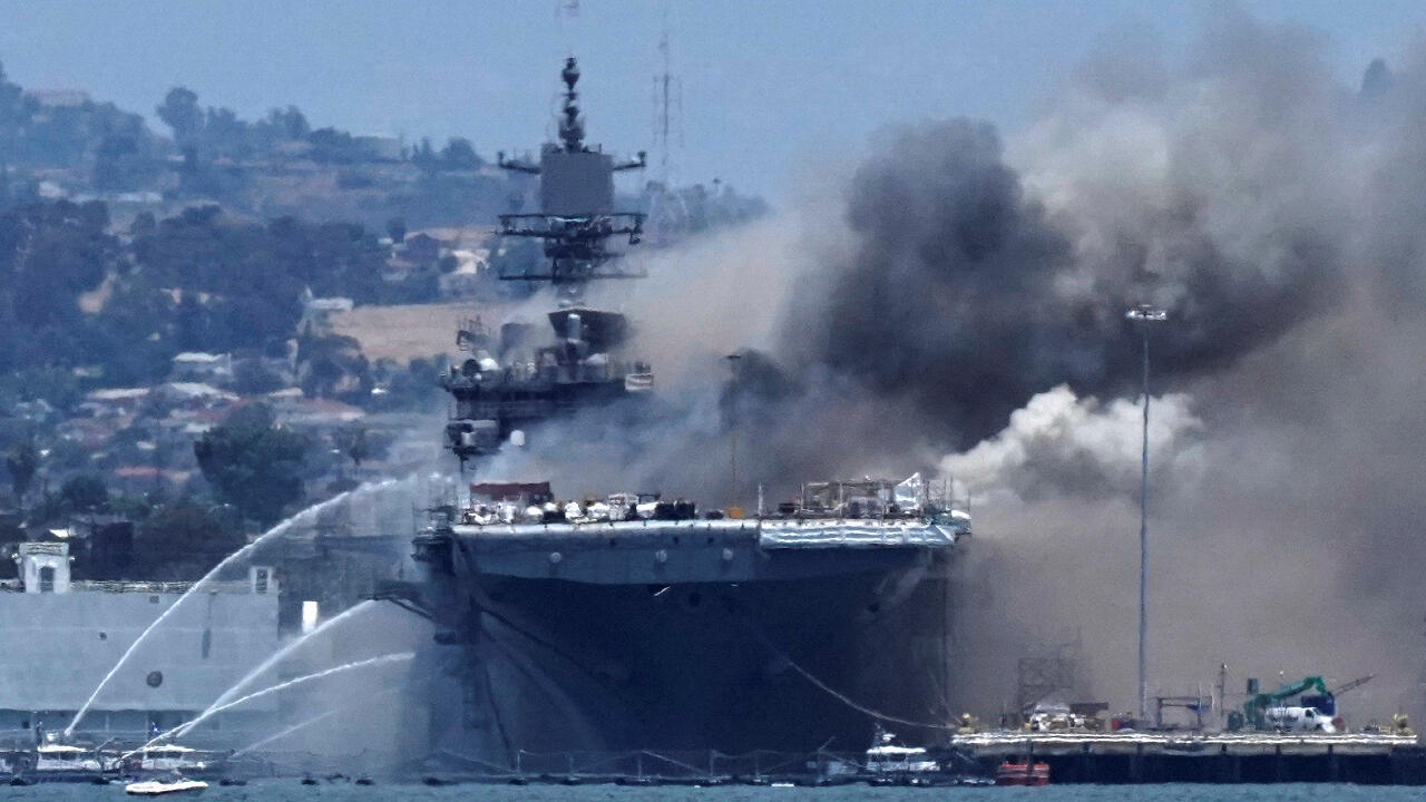 Crew members injured in fire on US Navy ship in California