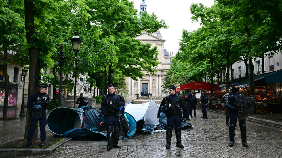 Dozens detained as Paris police clear Gaza war protest at Sorbonne ...