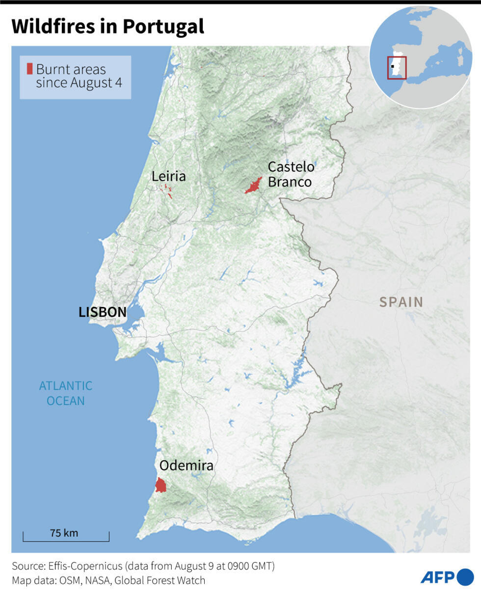 Record heat warning as forest fires rage in Spain and Portugal