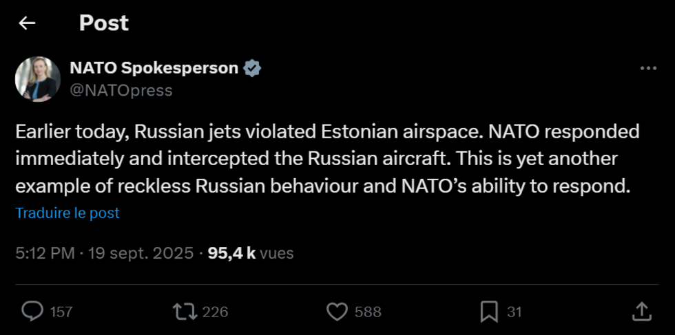 Après l’intrusion d’avions de chasse russes, l’Estonie va demander à l ...