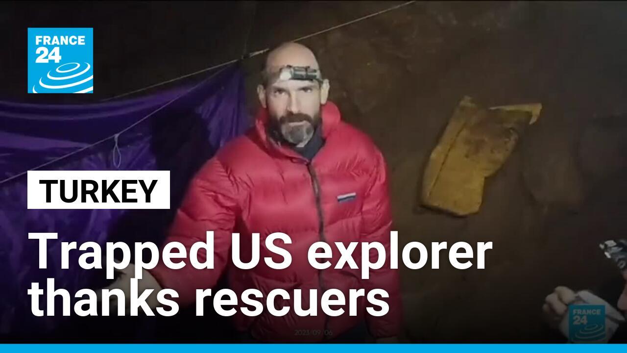 Trapped US explorer thanks rescuers for saving his life in video from ...