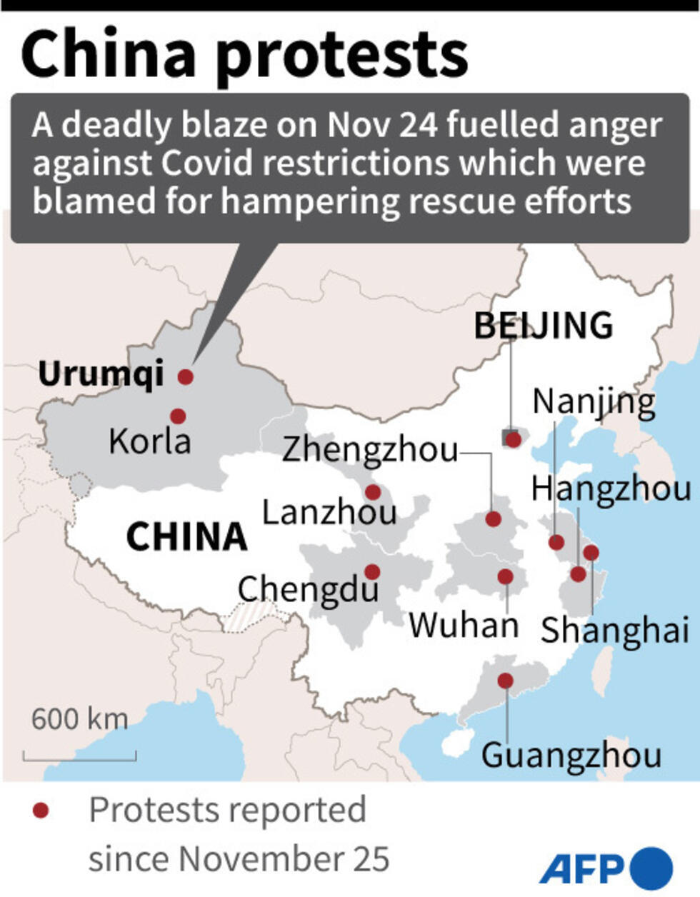 China cities under heavy policing after protests