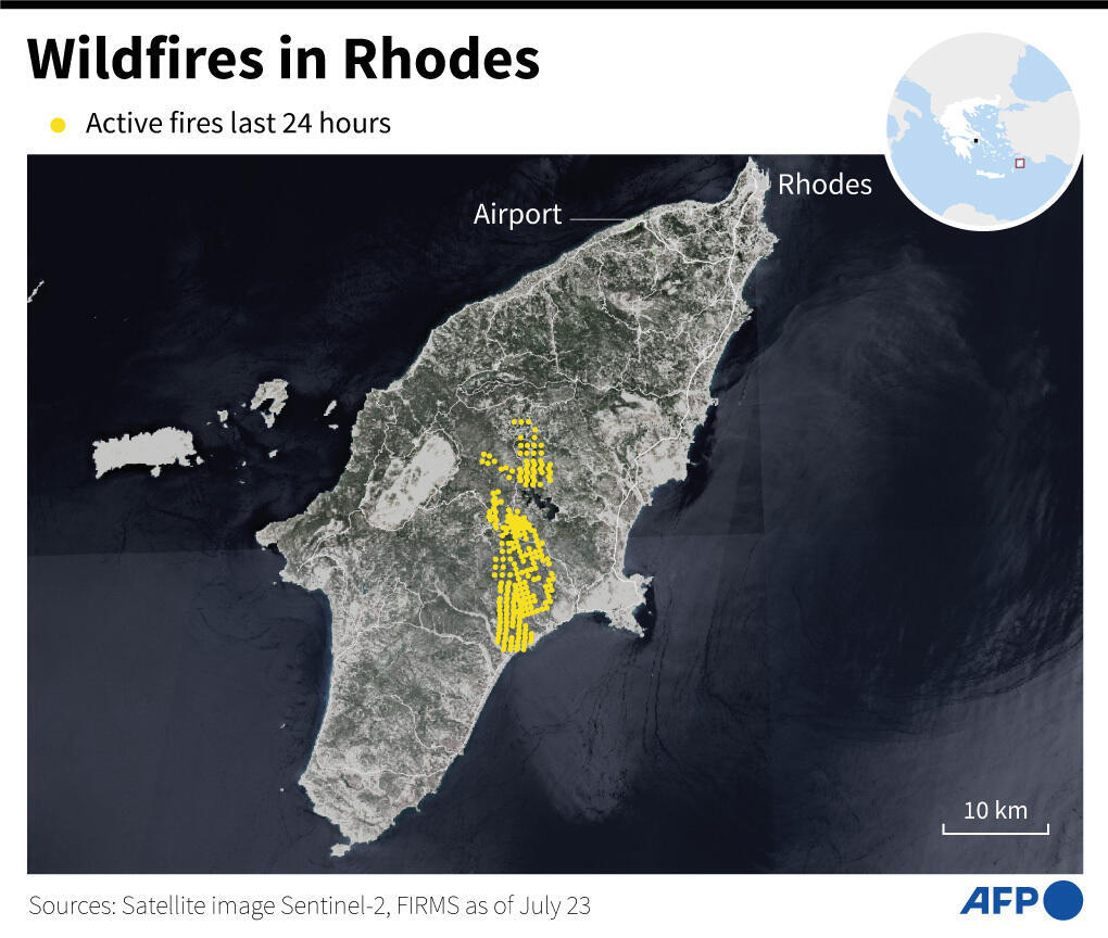 Thousands of tourists flee wildfire on Greece's Rhodes island
