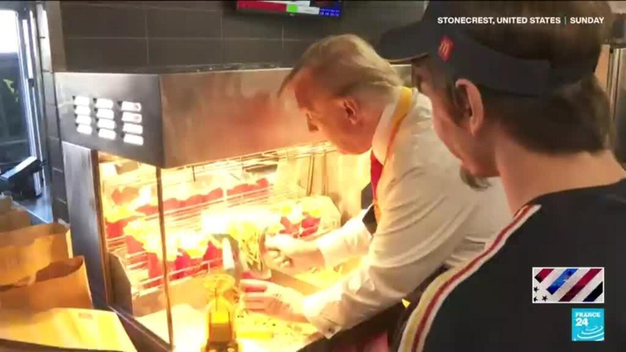 Trump hands out french fries in Pennsylvania, Harris visits Georgia ...