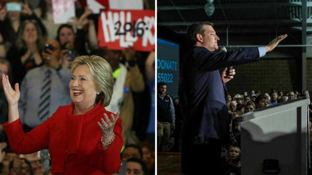 Clinton scrapes razor-thin win, Republican Cruz beats Trump in Iowa
