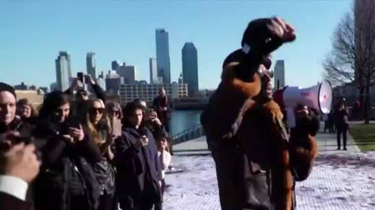 French street artist JR's performance to support women's rights ...