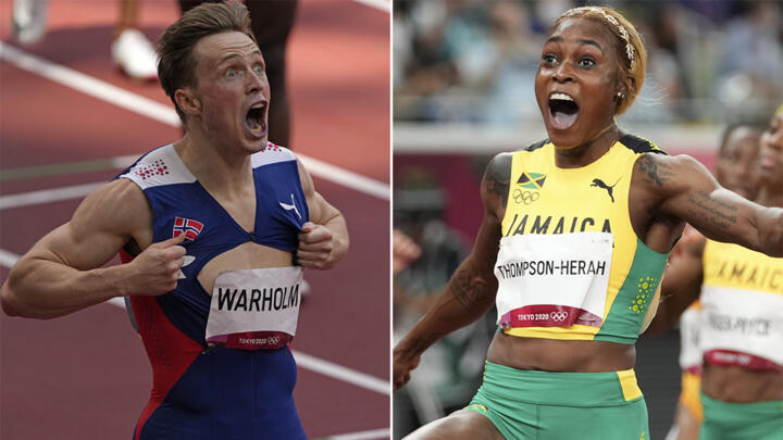 Jamaican sprinter Thompson-Herah and Norwegian 400m hurdler Warholm ...