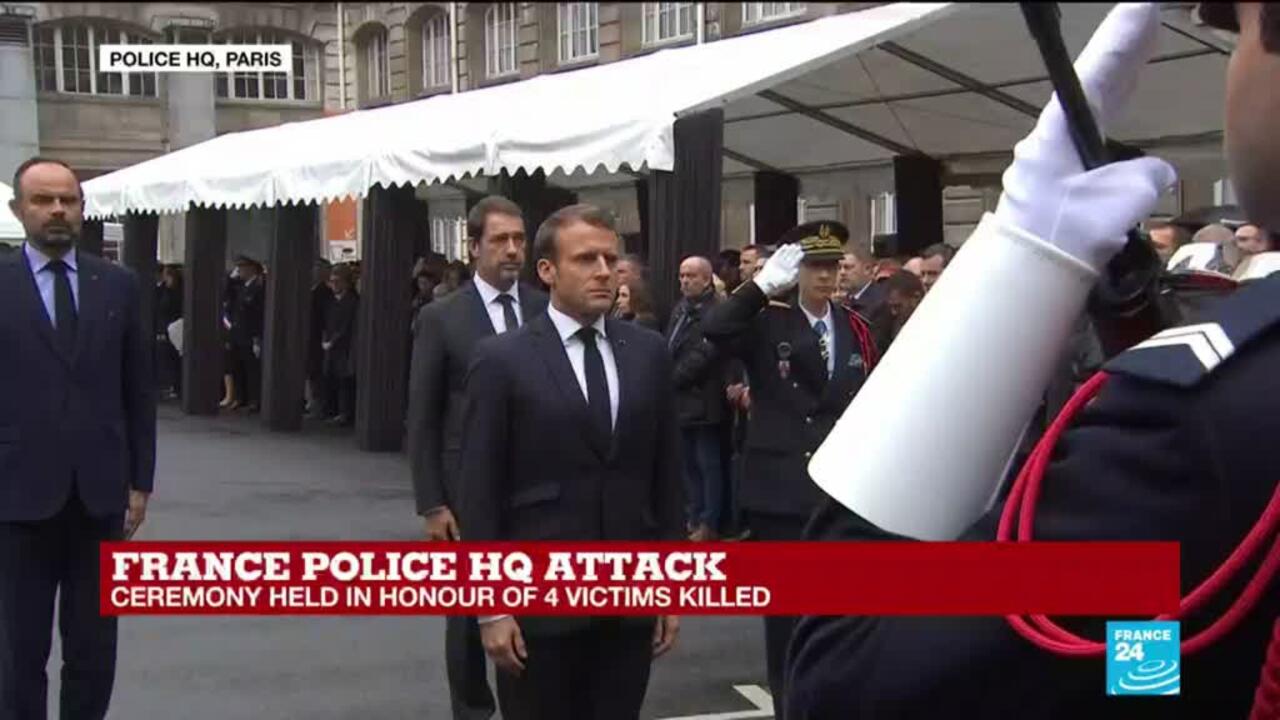 France: French president Emmanuel Macron enters police HQ and pays ...