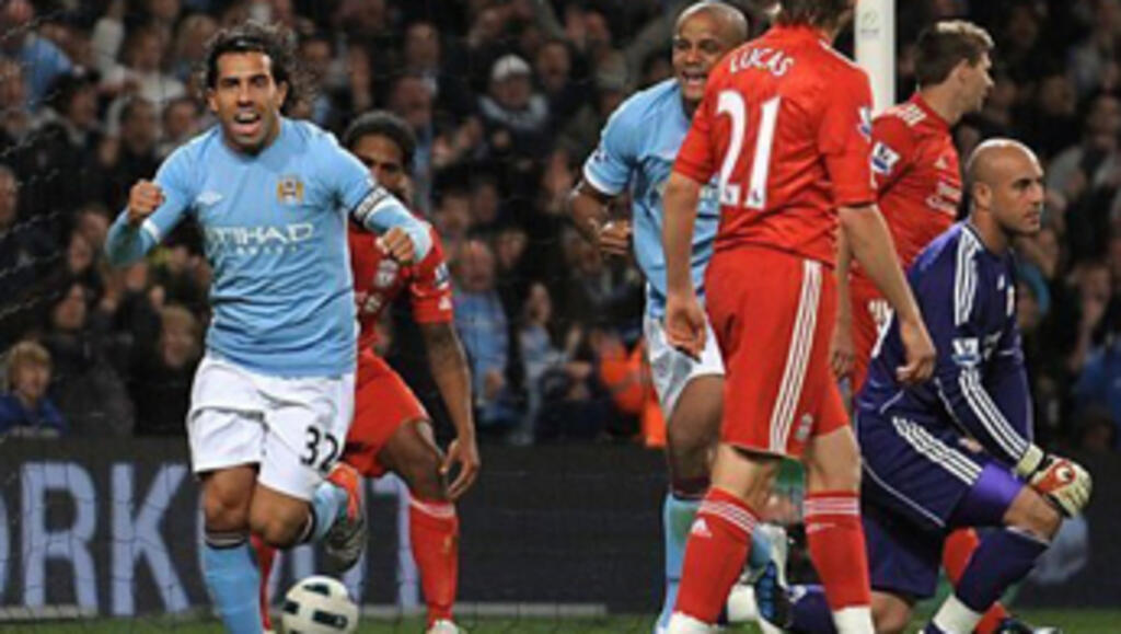 Tevez scores twice as City see off Liverpool