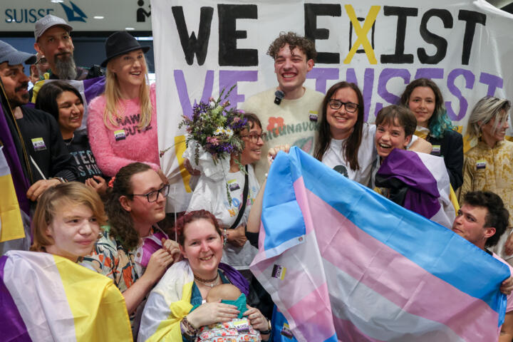 Swiss Eurovision winner Nemo returns to hero's welcome