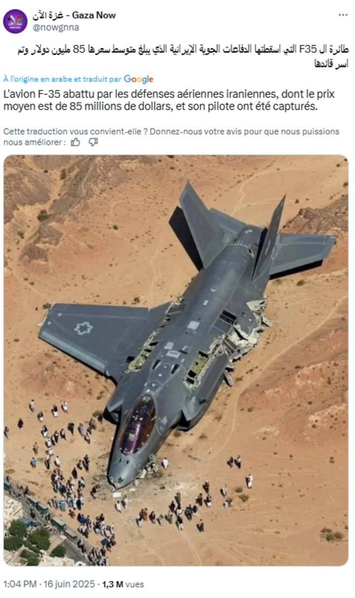 No definite proof for Iran’s claims it shot down Israeli F-35 fighter jets