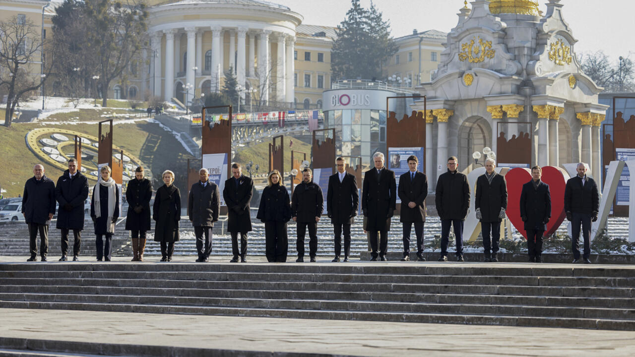 Zelensky salutes Ukrainians' ‘heroism’ as world leaders visit Kyiv to ...