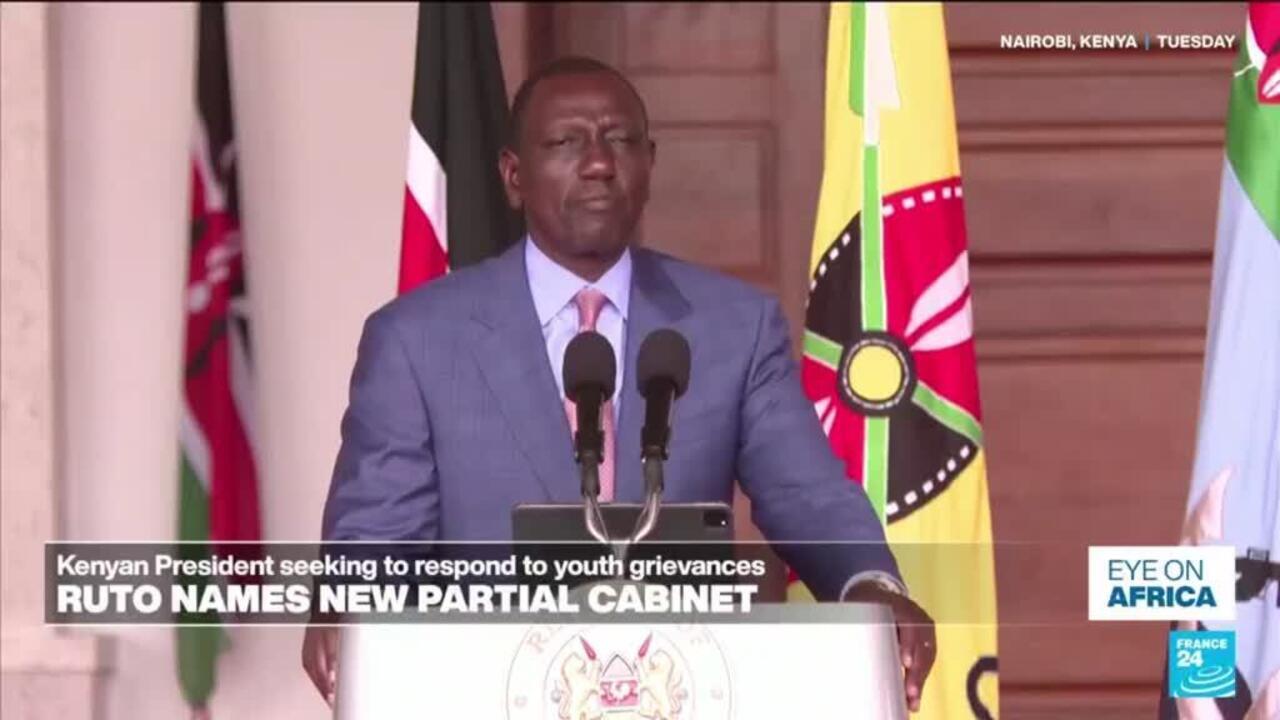 Kenyan president William Ruto names new partial cabinet in an attempt to address youth ...