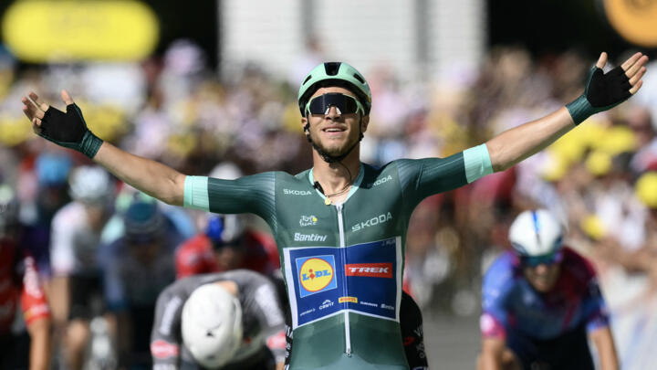 Italy's Jonathan Milan sprints to victory in Stage 8 of the Tour de ...