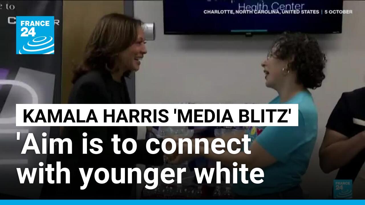 Harris media blitz aimed at connecting with younger white voters, Trump ...