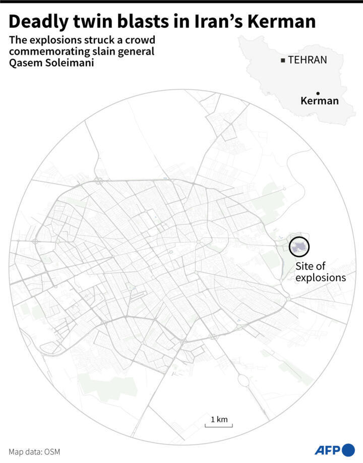 Iran blames Israel, US for deadly blasts near grave of Guards general ...